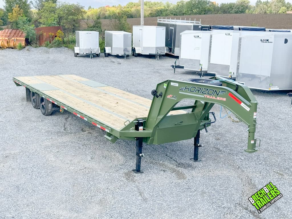 Horizon 30ft Gooseneck Trailer: 25k Lbs GVWR, Military Green