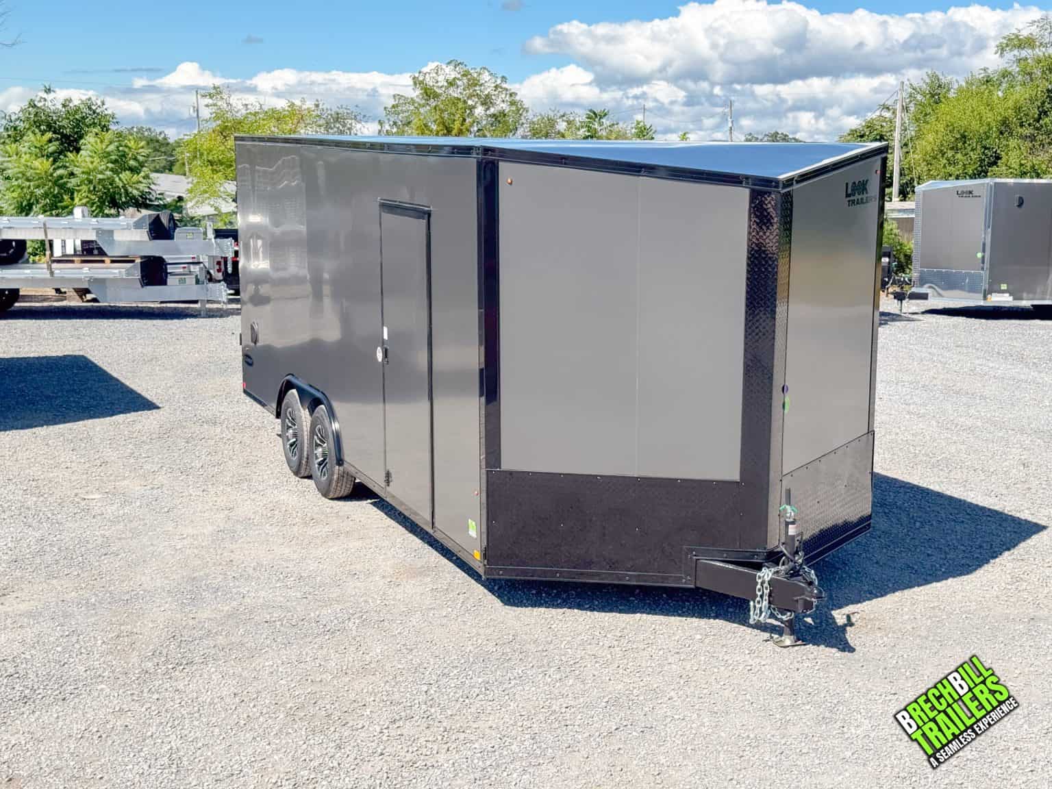 Charcoal 8.5x20 V-Nose Cargo Trailer W/ Ramp & Black Trim