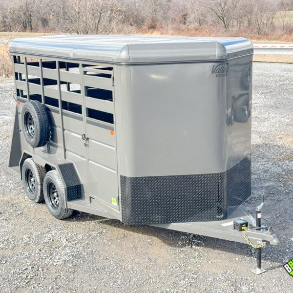 Valley 7×14 High Side Stock Trailer 26814 Black Out PKG