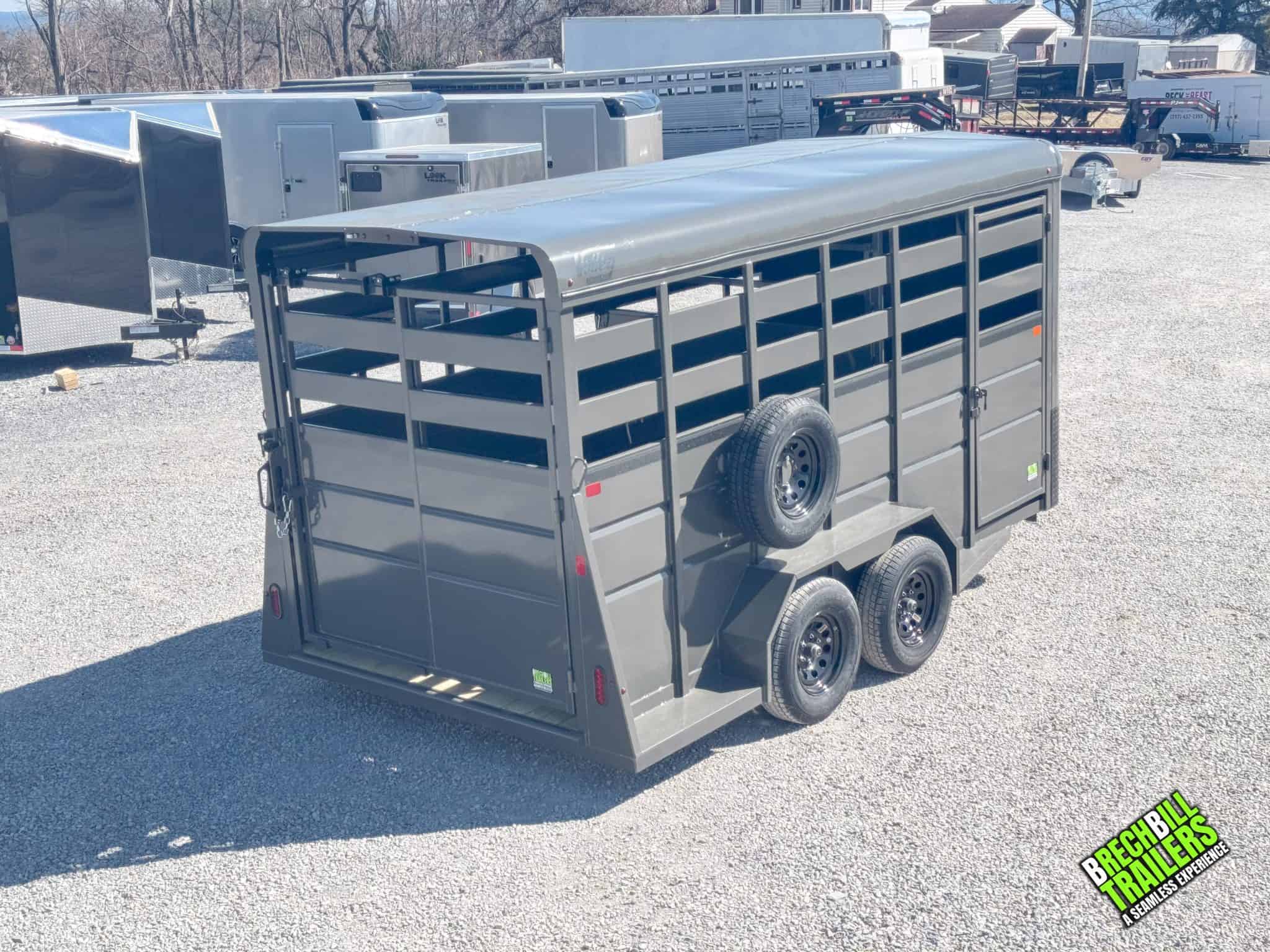 New Valley 26816 Livestock Trailer, 7K GVWR, Charcoal, 16ft