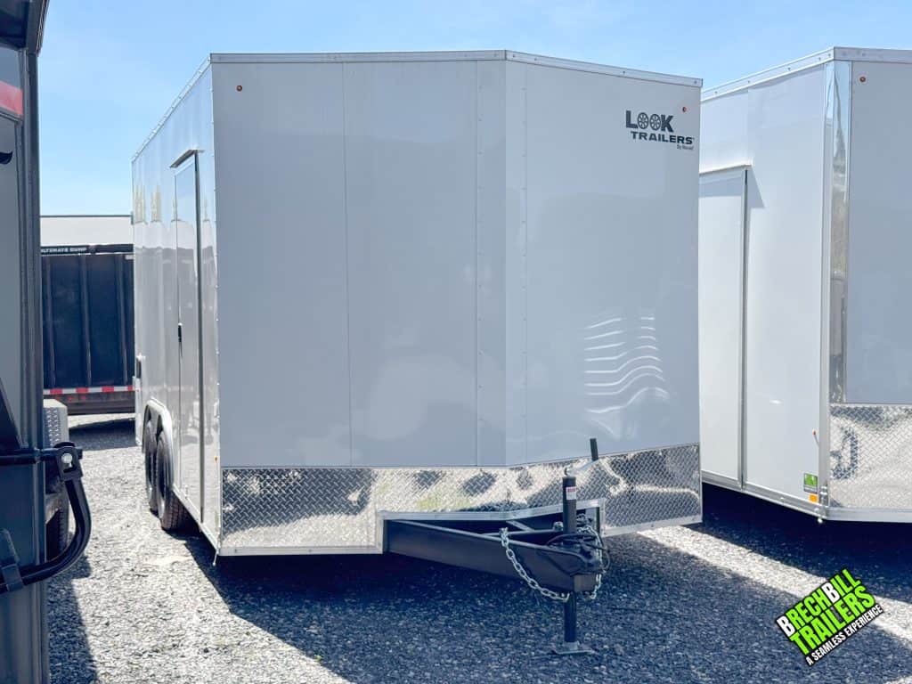 Look 7x16 Enclosed Trailer | Barn Doors | White Finish