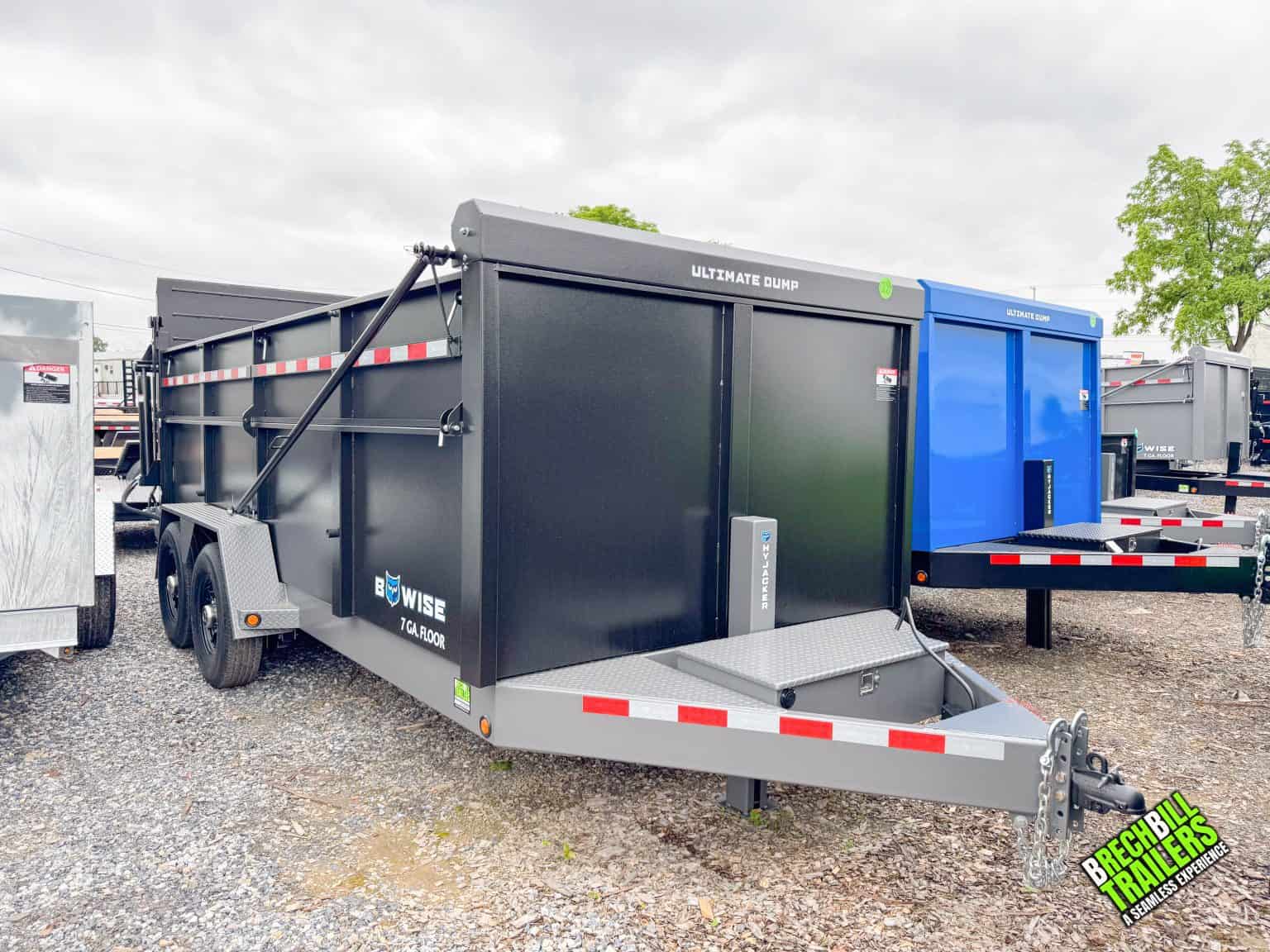 Bwise DU16-15 Ultimate Dump Trailer: Hydraulic Ramp, Steel Frame