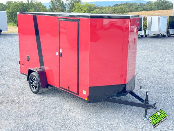 6x12 Red Enclosed Trailer With Black Trim, D-Rings & More