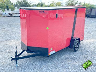 6x12 Red Enclosed Trailer With Black Trim, D-Rings & More