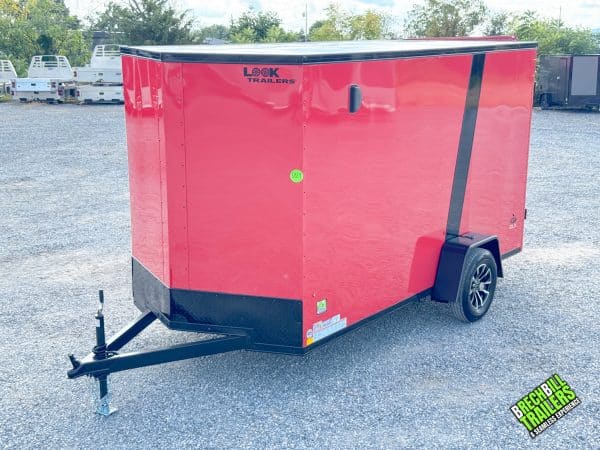 6x12 Red Enclosed Trailer With Black Trim, D-Rings & More