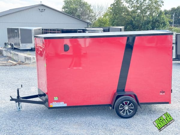 6x12 Red Enclosed Trailer With Black Trim, D-Rings & More