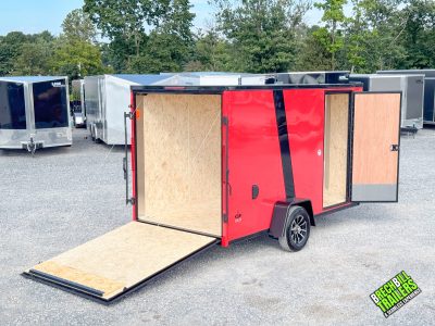 6x12 Red Enclosed Trailer With Black Trim, D-Rings & More