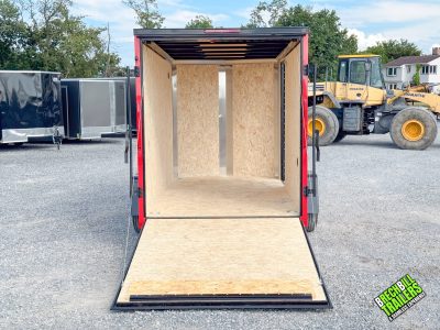 6x12 Red Enclosed Trailer With Black Trim, D-Rings & More