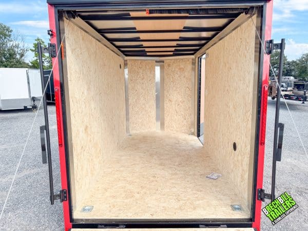 6x12 Red Enclosed Trailer With Black Trim, D-Rings & More