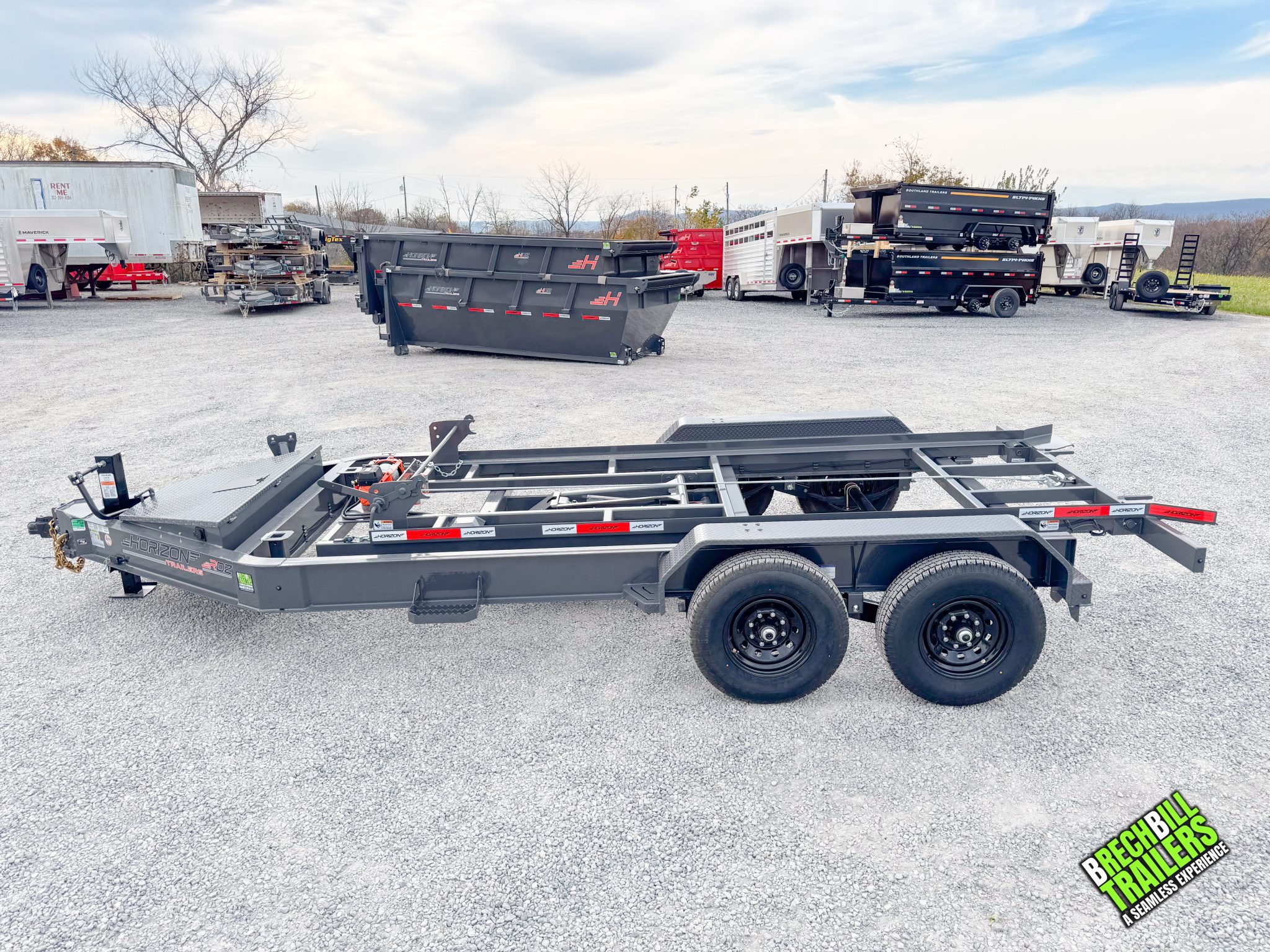 Horizon RDZ-14 14ft Roll Off Trailer, 20K Hoist, 17.5K Winch