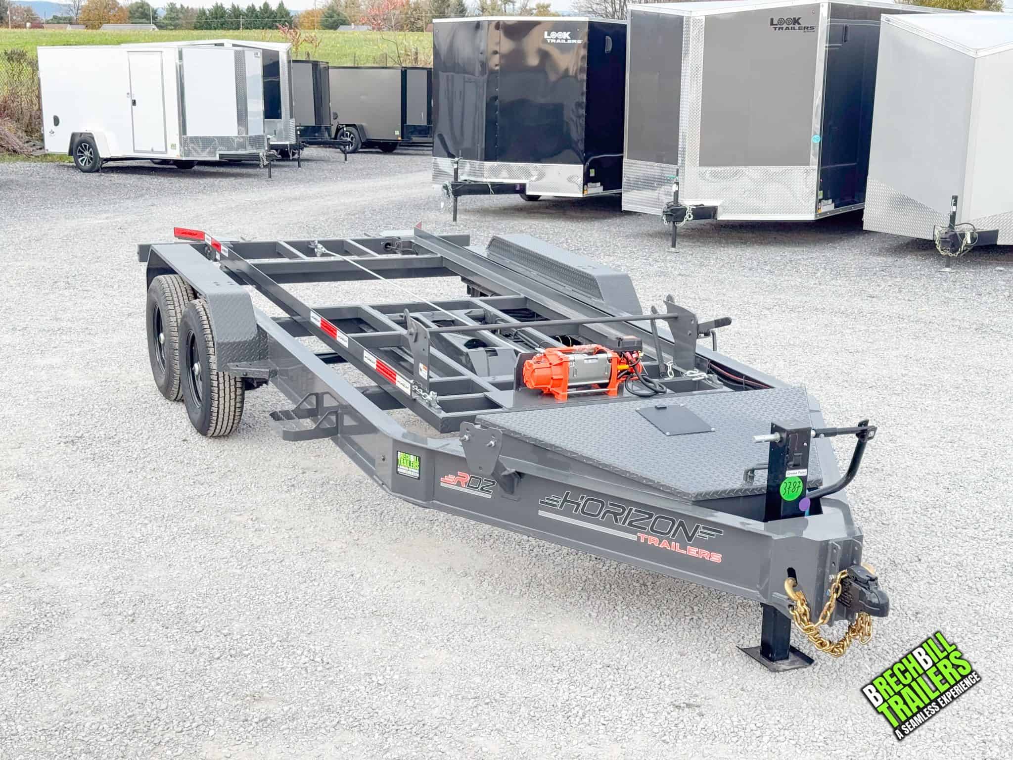 Horizon RDZ-14 14ft Roll Off Trailer, 20K Hoist, 17.5K Winch